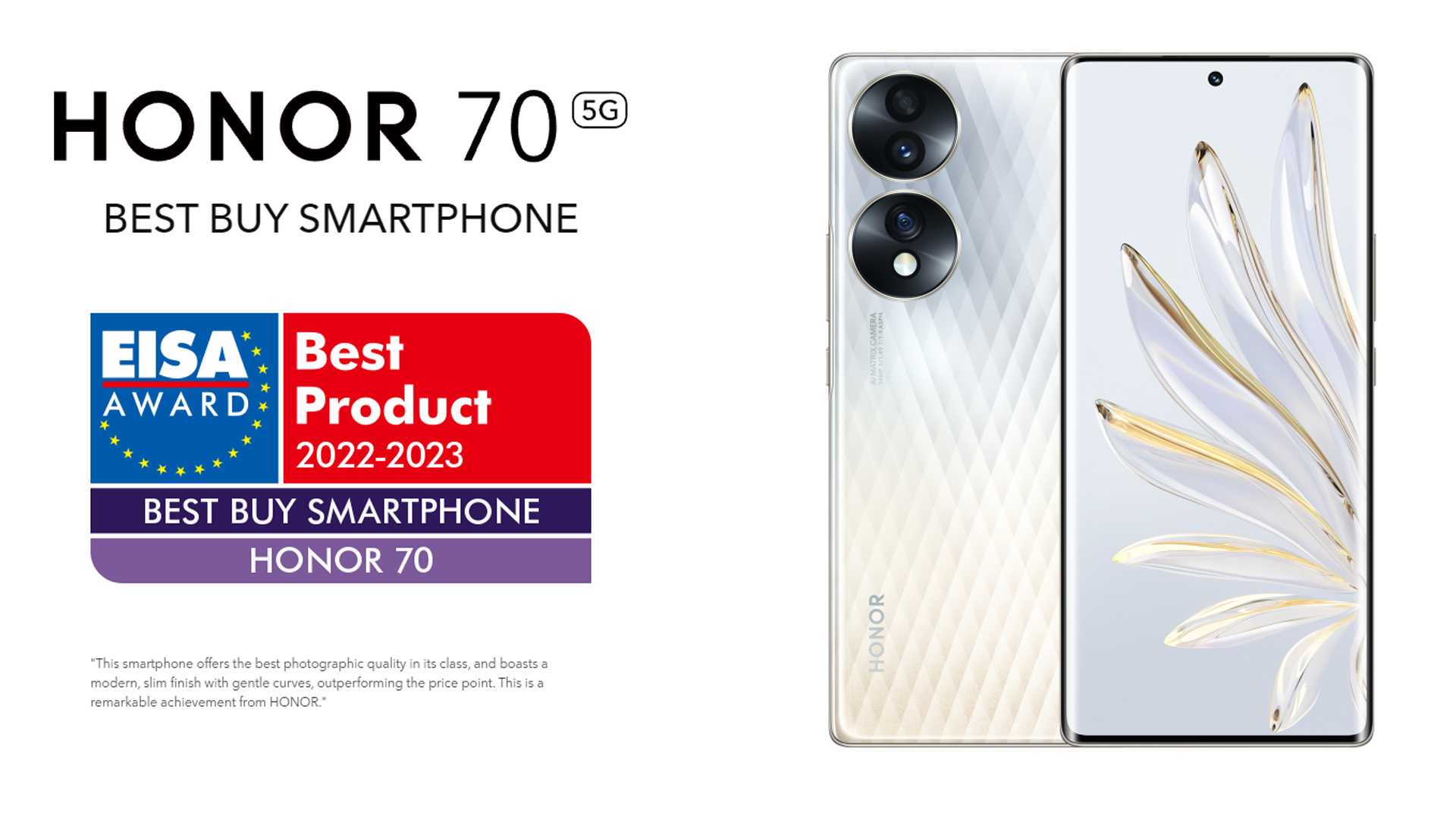 មានដឹងអត់ថា HONOR 70 5G ឈ្នះពានរង្វាន់ EISA BEST BUY SMARTPHONE 2022-2023?